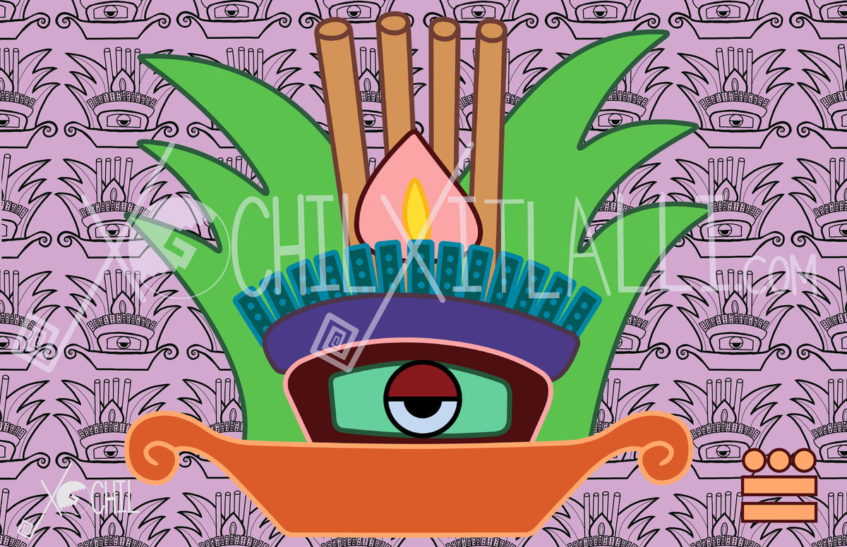 Acatl day sign, #13 Reed Aztec Glyph: Print / Sticker / Magnet / Butto ...